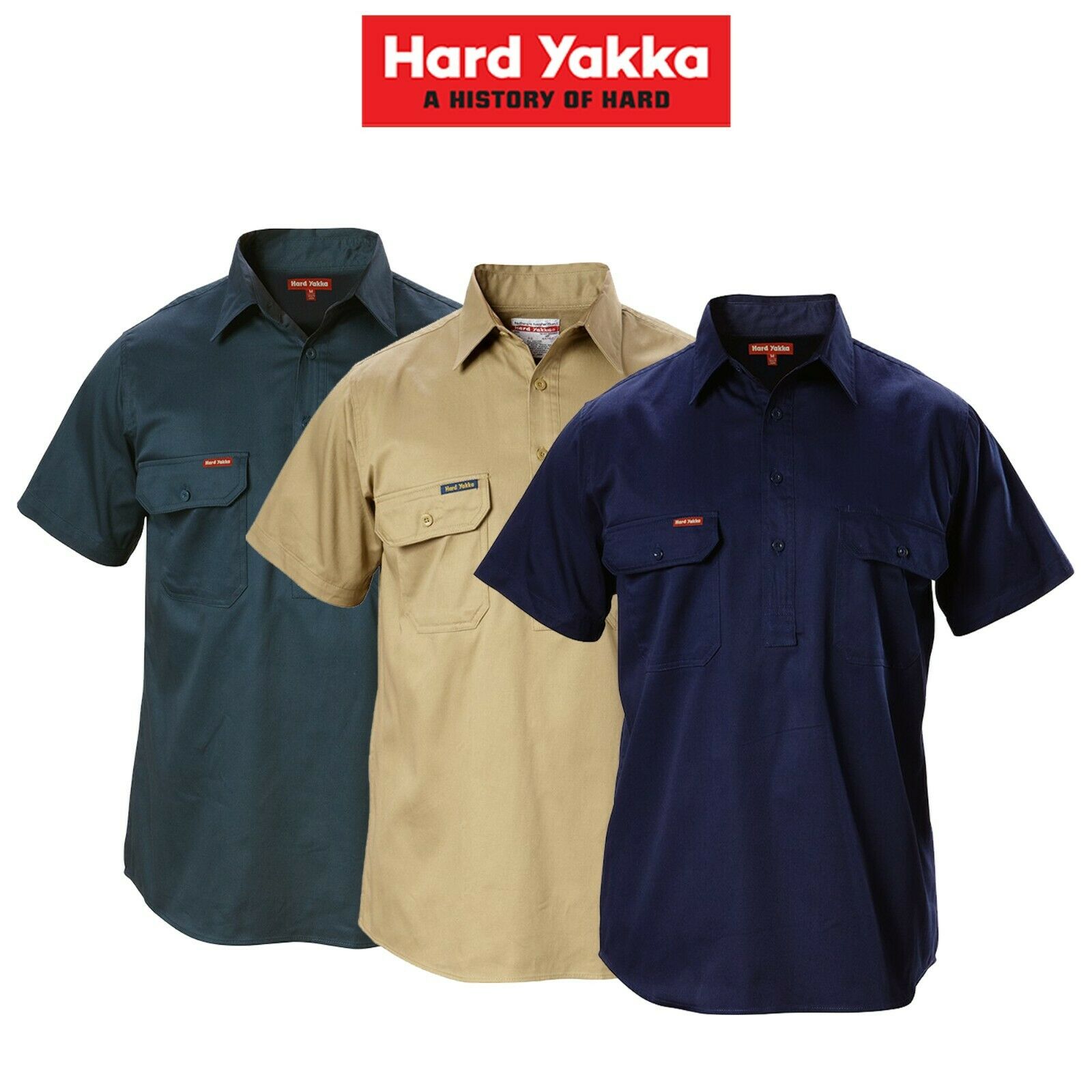 Hard Yakka Short Sleeve Closed Front Cotton Shirt Y07540 Hard Yakka Short Sleeve Closed Front Cotton Shirt Y07540